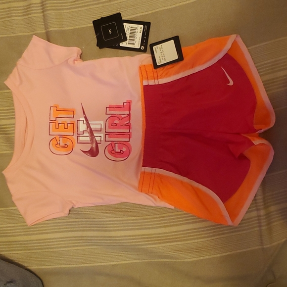 Nike | Matching Sets | Two Piece Pink Shirt Shorts Set | Poshmark